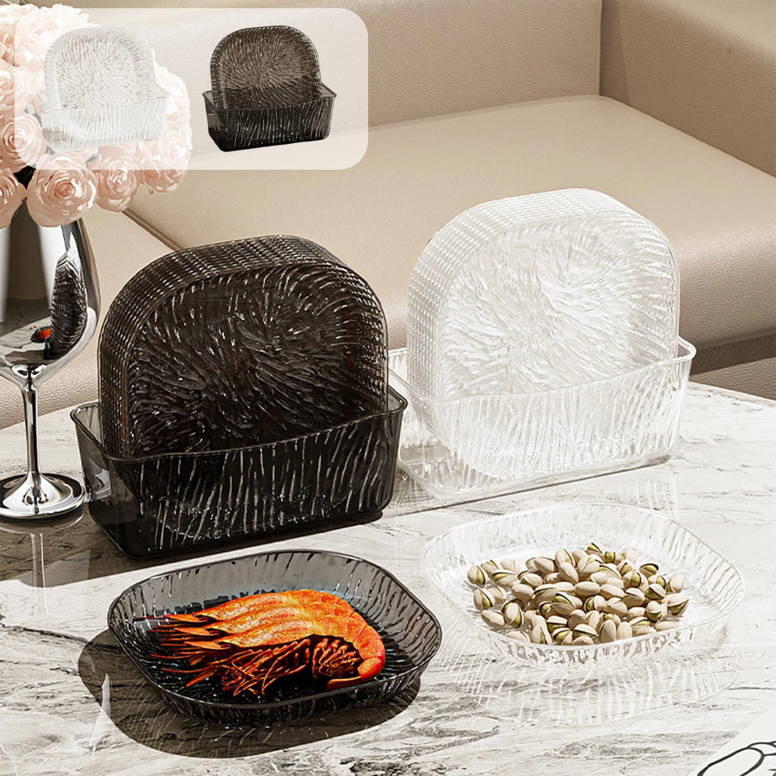 Microwave Safe Dishwasher Safe Food Grade Plastic Tray Set with Non ...