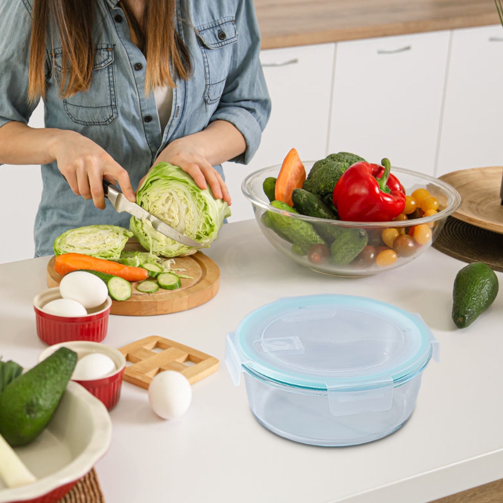 Microwave Safe Glass Bento Box-2 Compartment Lunch Container for Office ...