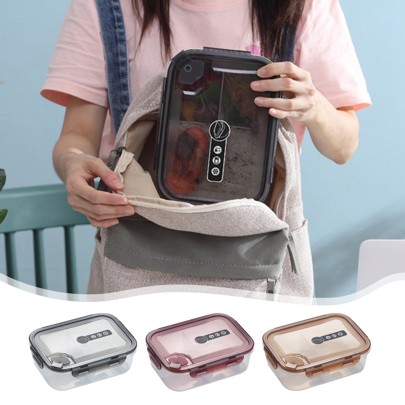 Microwave Safe Plastic Bento Box | Leakproof 3-Compartment Food Storage ...