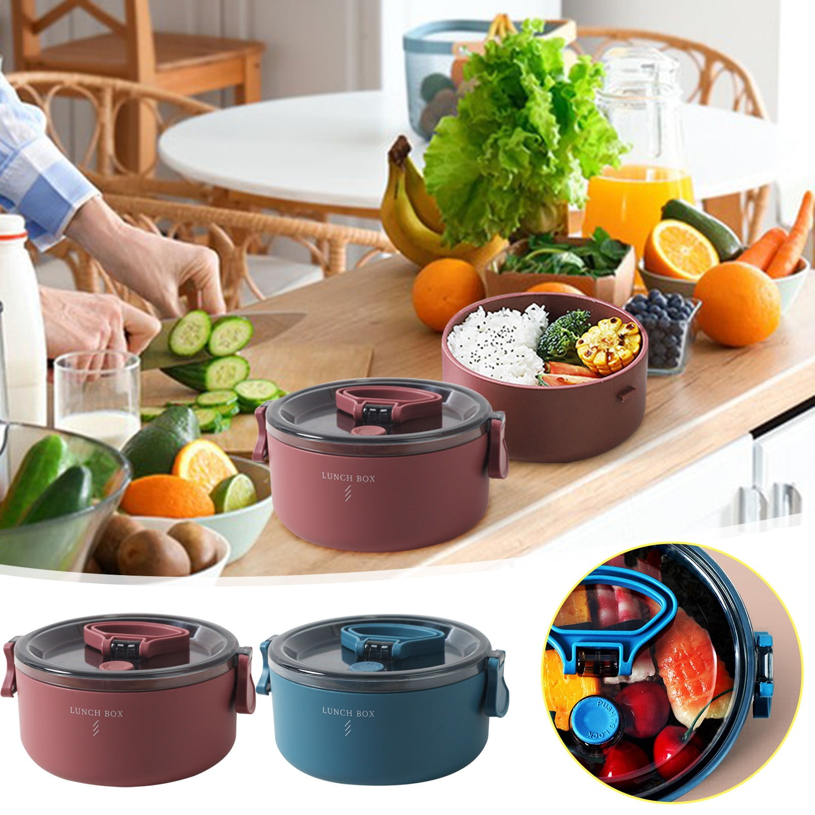 Microwave Safe Plastic Food Storage Container | Round Sealed Lunch Box ...