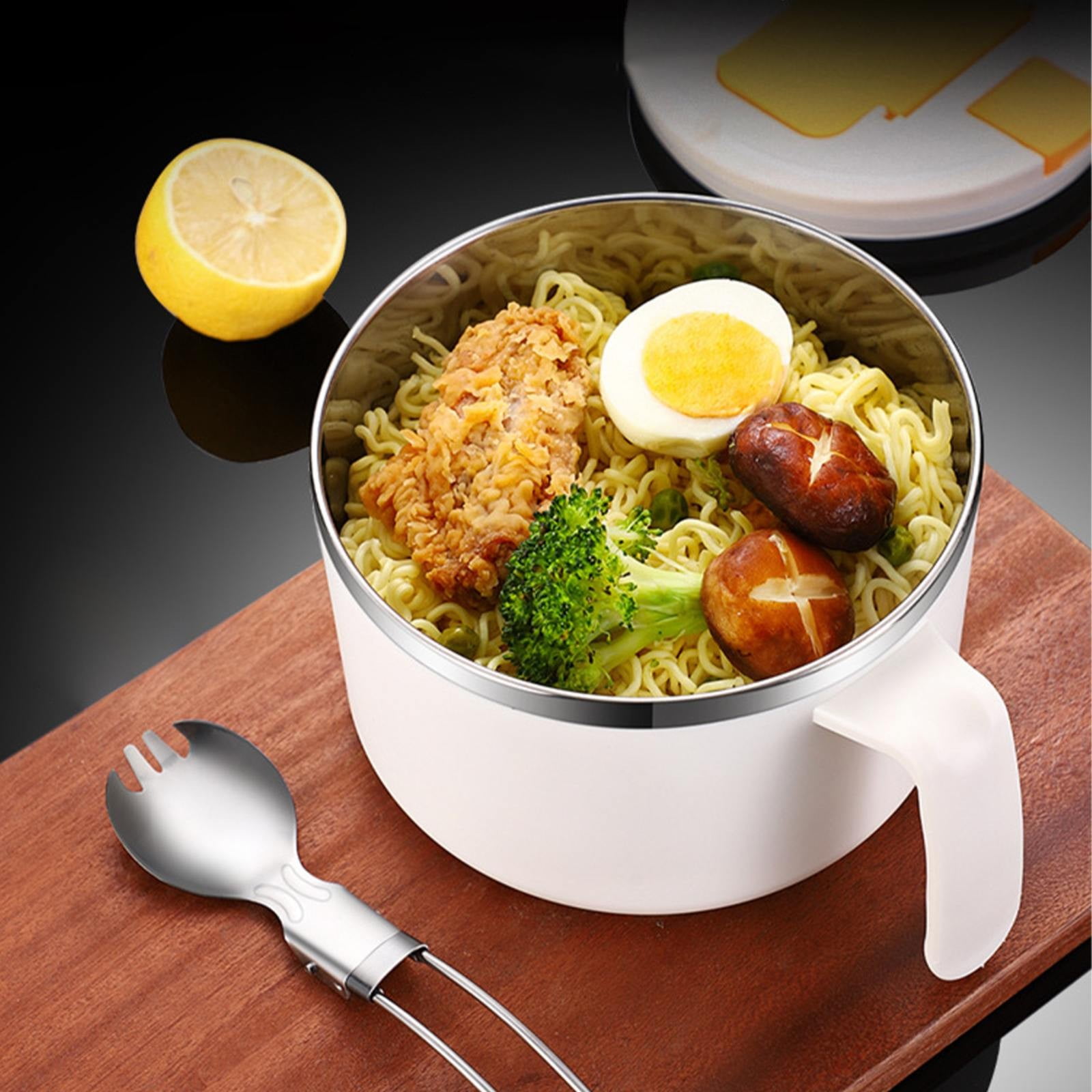 Microwave Safe Stainless Noodle Bowl, Portable Soup Bowl With Handle ...