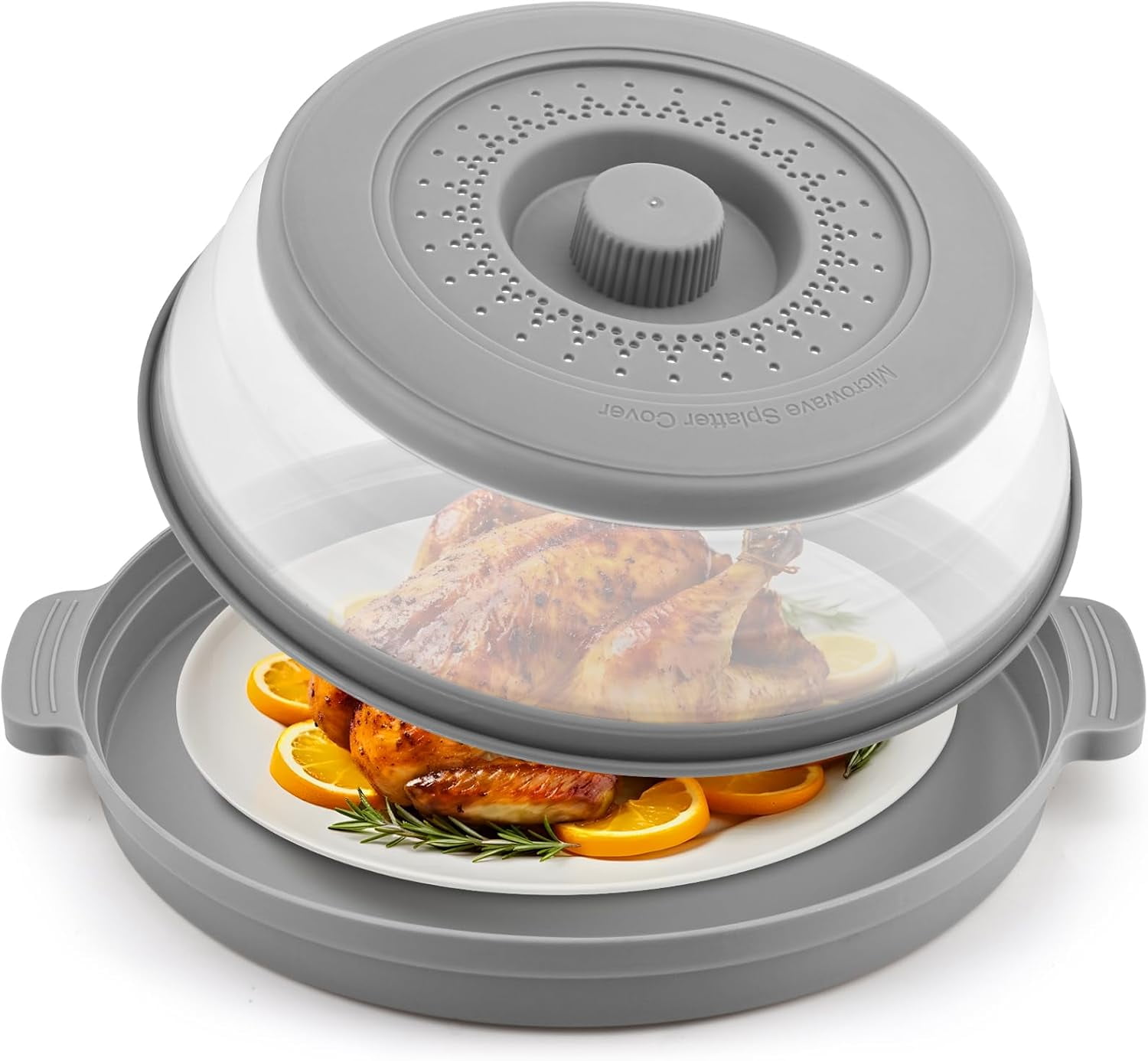 Microwave Splatter Cover for Food with Anti-scald Base Mat,Large ...