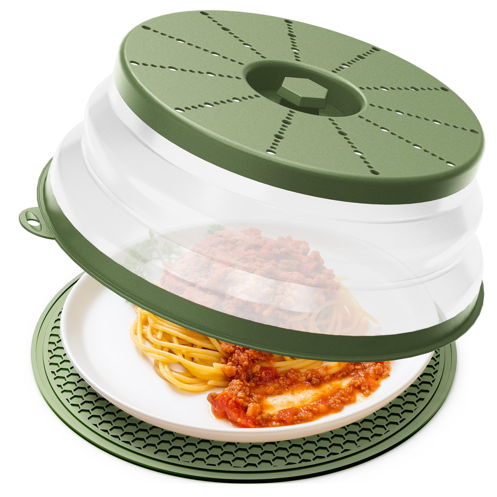 Microwave Splatter Cover & Mat, Vented Collapsible Splatter Guard dish ...