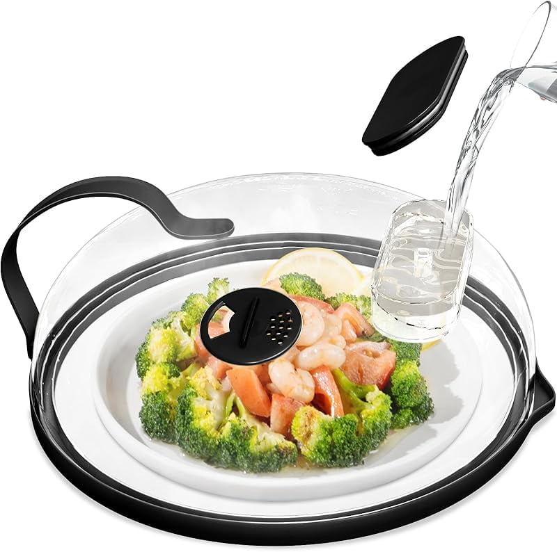 Microwave Splatter Cover with Water Steamer for Food - 10 Inch Steam ...