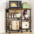 Microwave Stand, 6-Tier Microwave Cart with Wheels & Adjustable Shelf ...