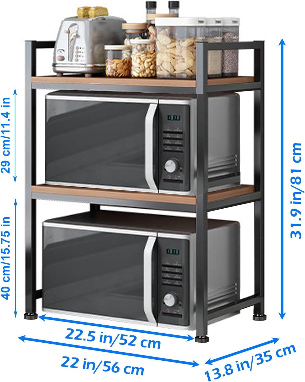 Microwave Stand, Heavy Duty 3 Tier Microwave Shelf for Kitchen Shelving ...