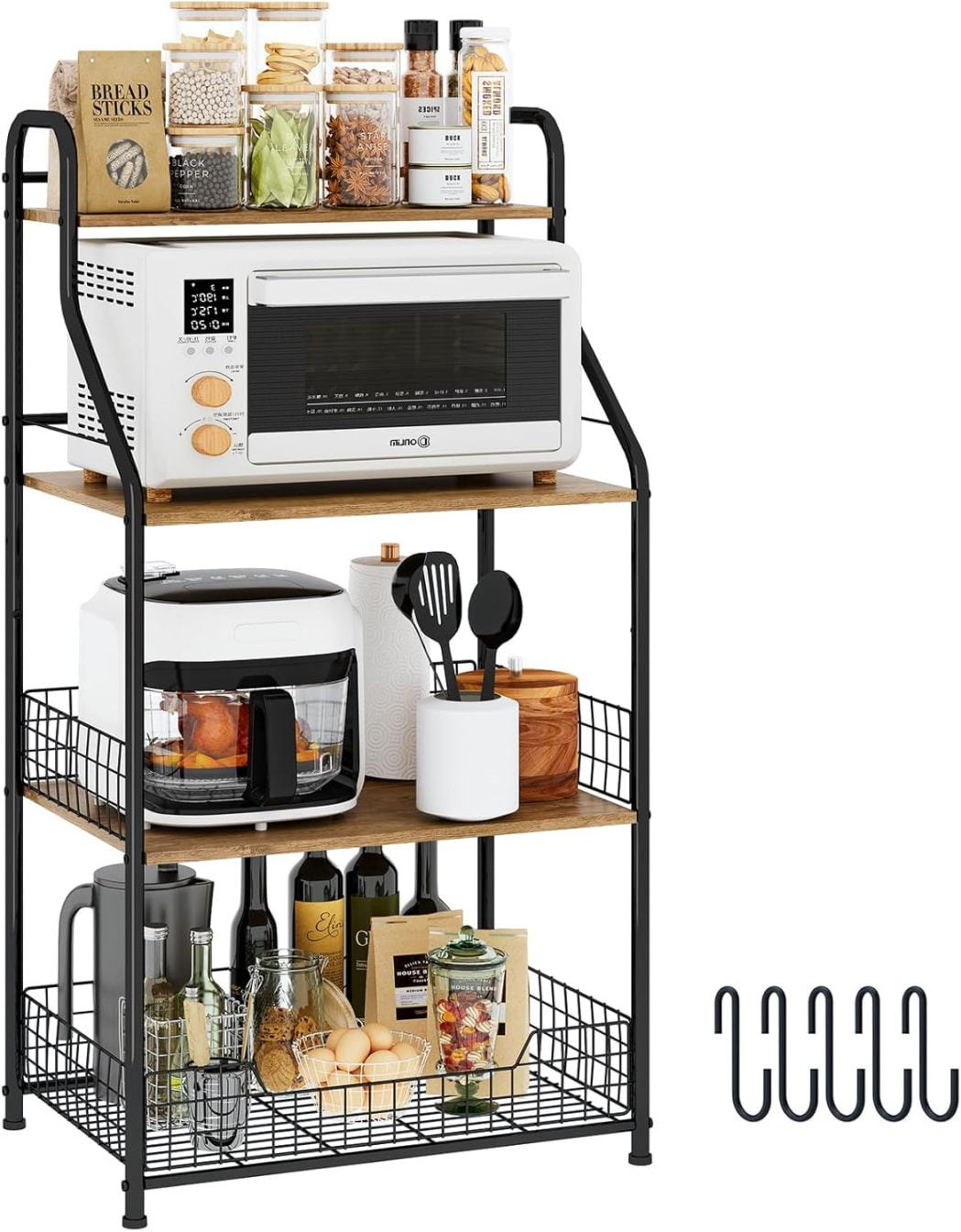 Microwave Stand with Storage 4-Tier, Bakers Racks for Kitchens, Coffee ...