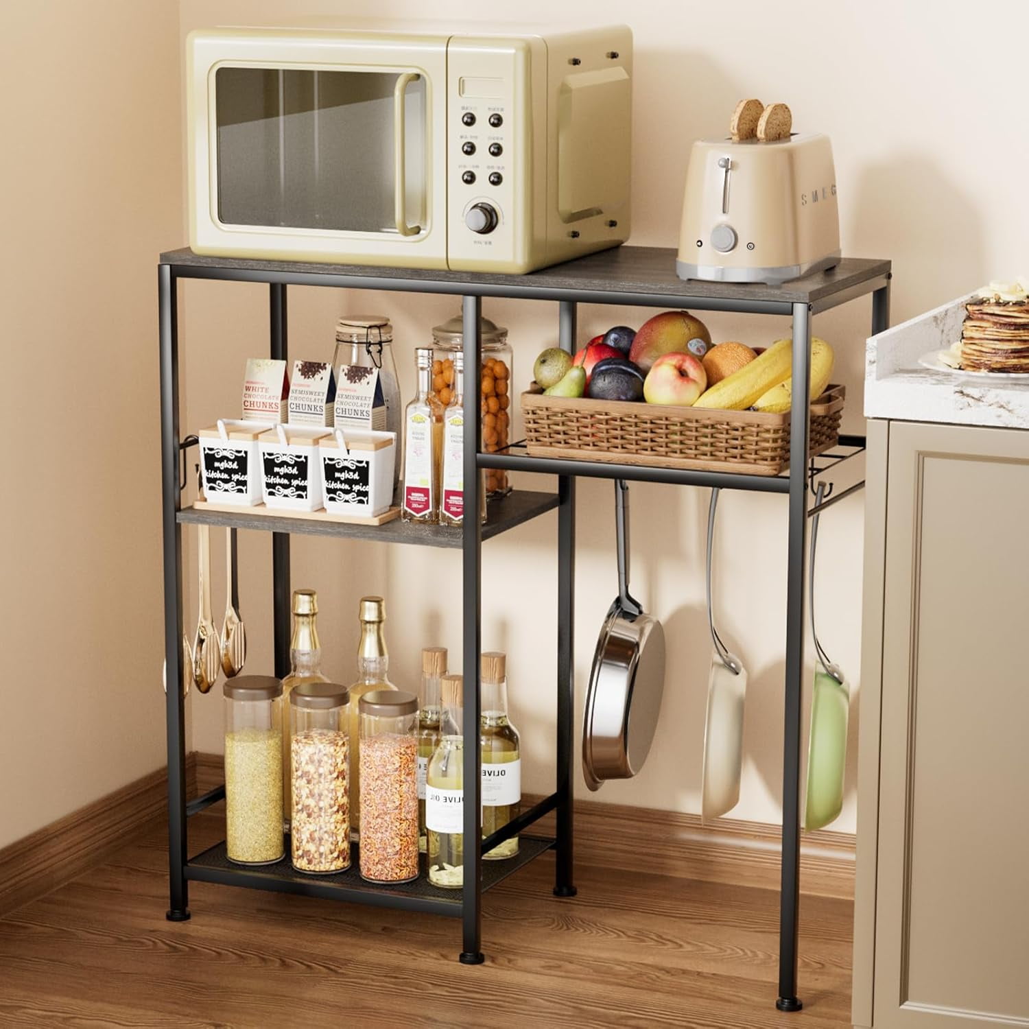 Microwave Stand with Storage, 5 Tier Coffee Bar Cabinet ...