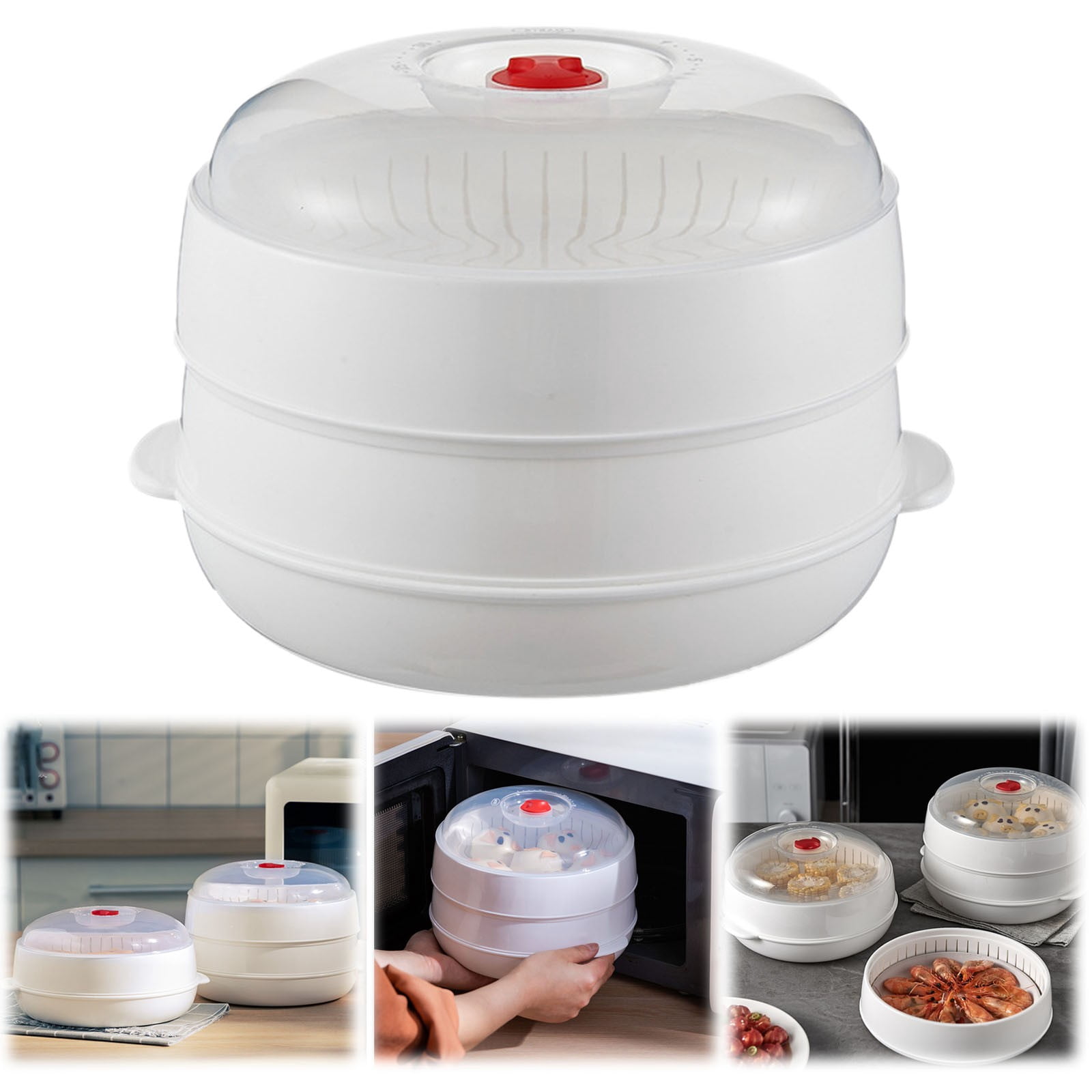 Microwave Steamer, 1Pc Microwave Vegetable Steamer, 2 Layer Steamer for ...
