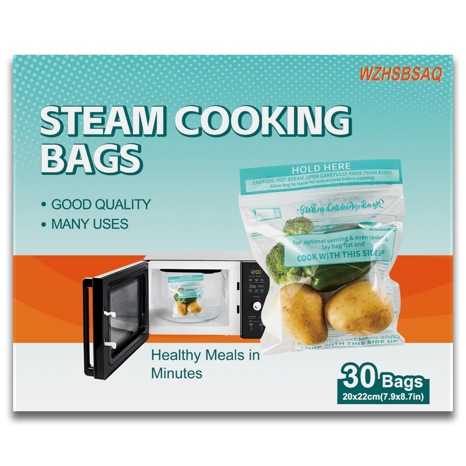 Microwave Steamer Bags, 30-Piece Zipper Steam Vegetable Cooking Bags ...