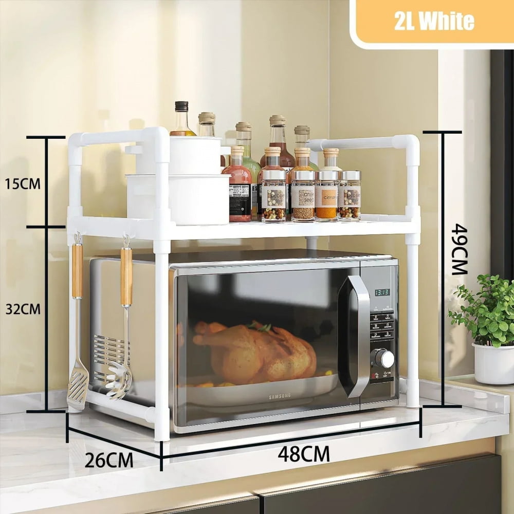 Microwave Storage Rack Kitchen Large Capacity Seasoning Rack Bilayer ...