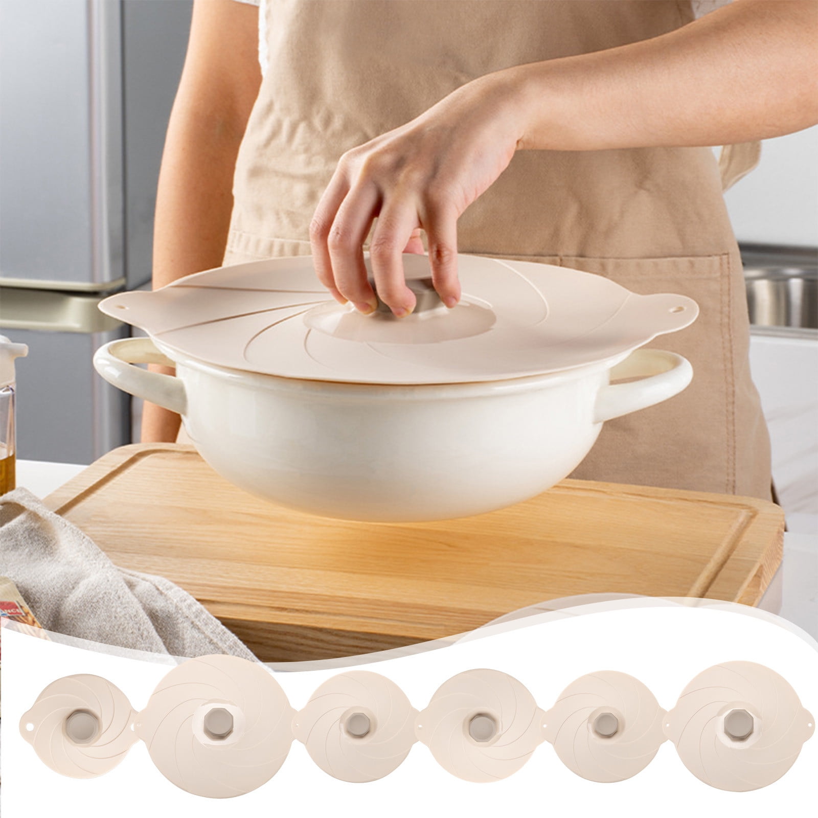 Microwave Suction Lids Beige | Reusable Silicone PVC Food Covers for ...