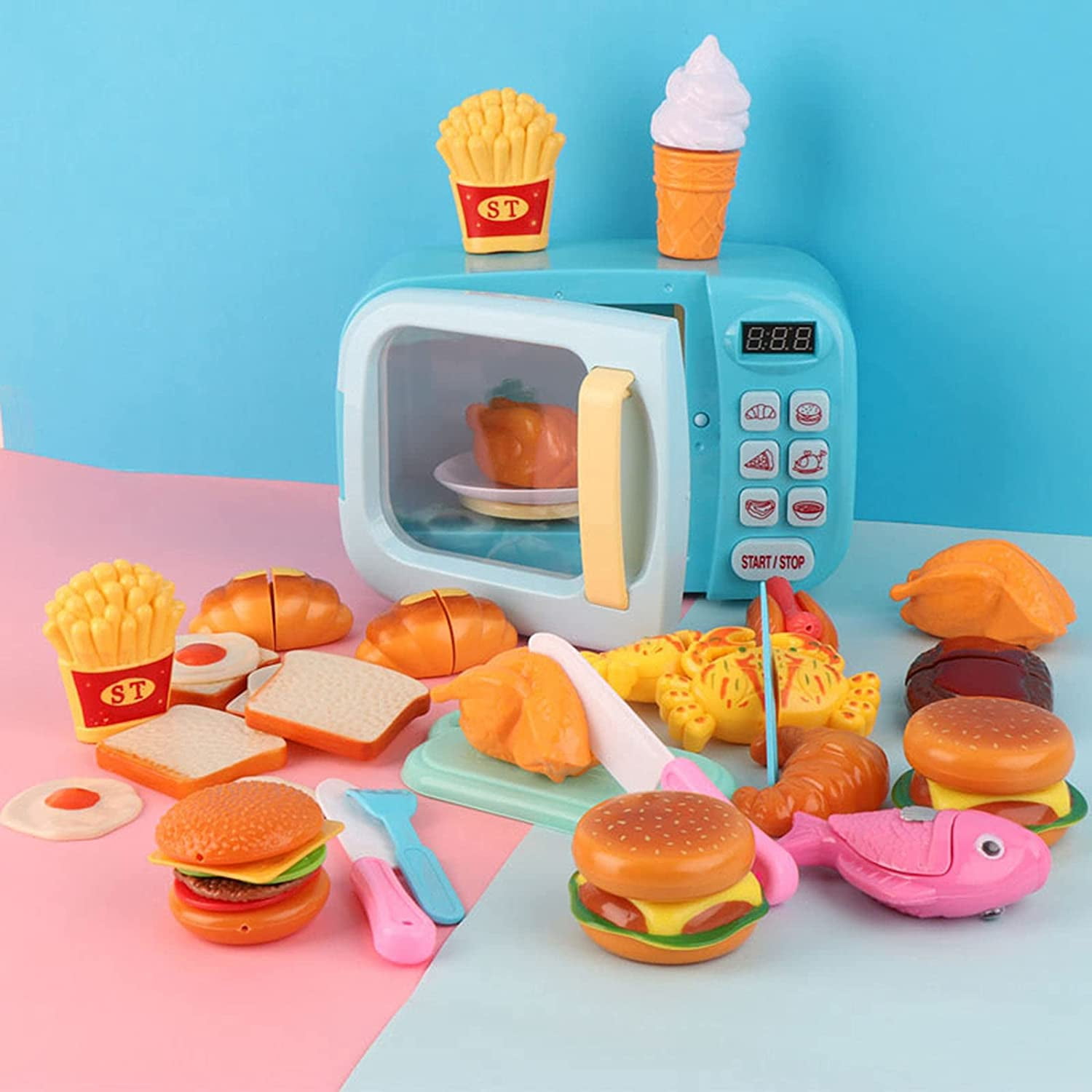 Vive Comb Microwave Toys Kitchen Play Set, Kids Pretend Play Oven with ...