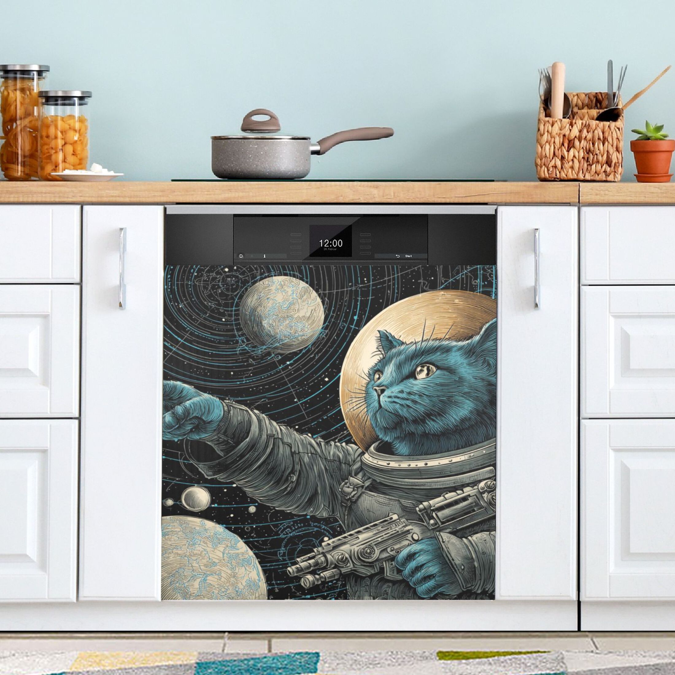 Microwave Washing Machine Stickers for Kitchen Home Decor Blue-green ...