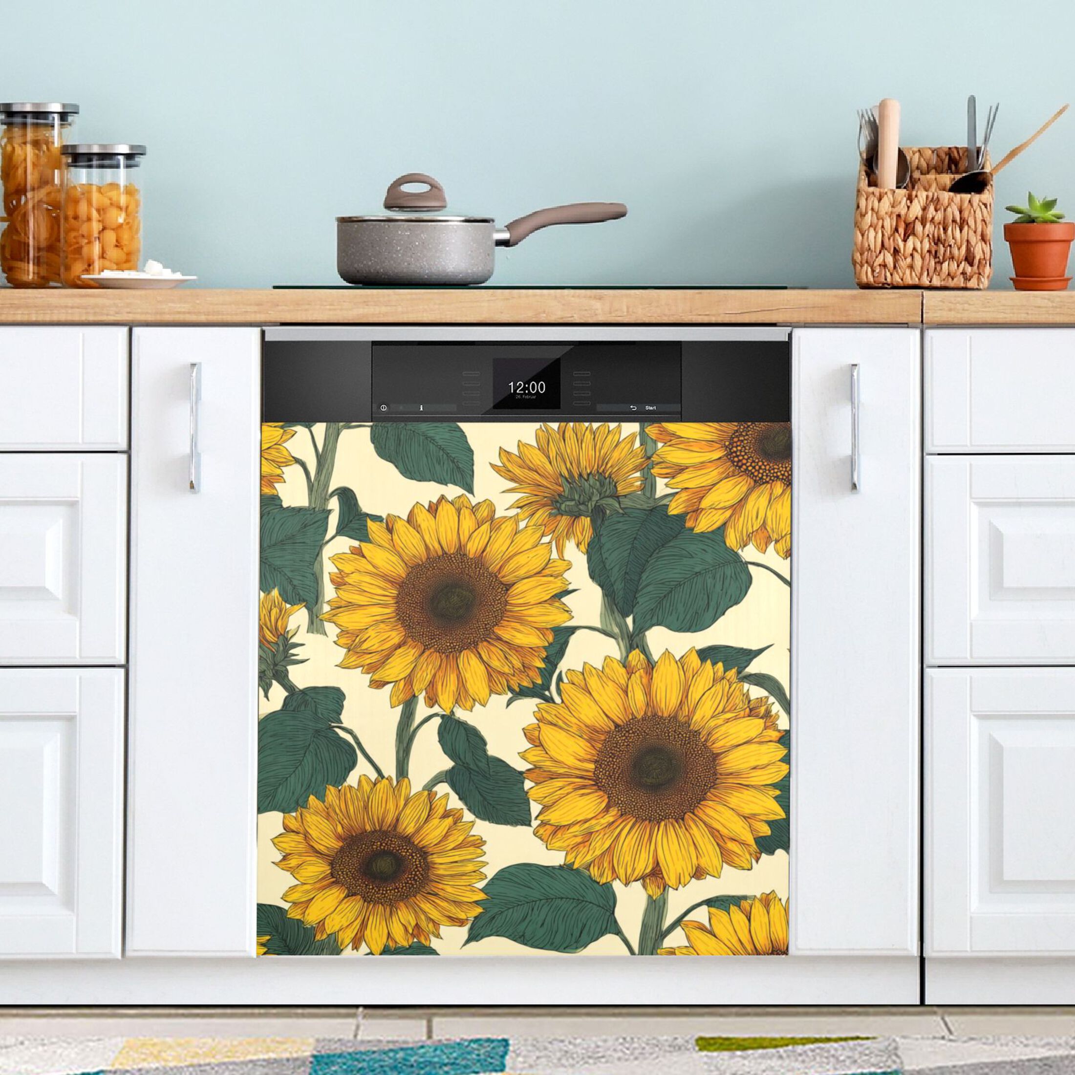 Microwave Washing Machine Stickers for Kitchen Home Decor Flower ...