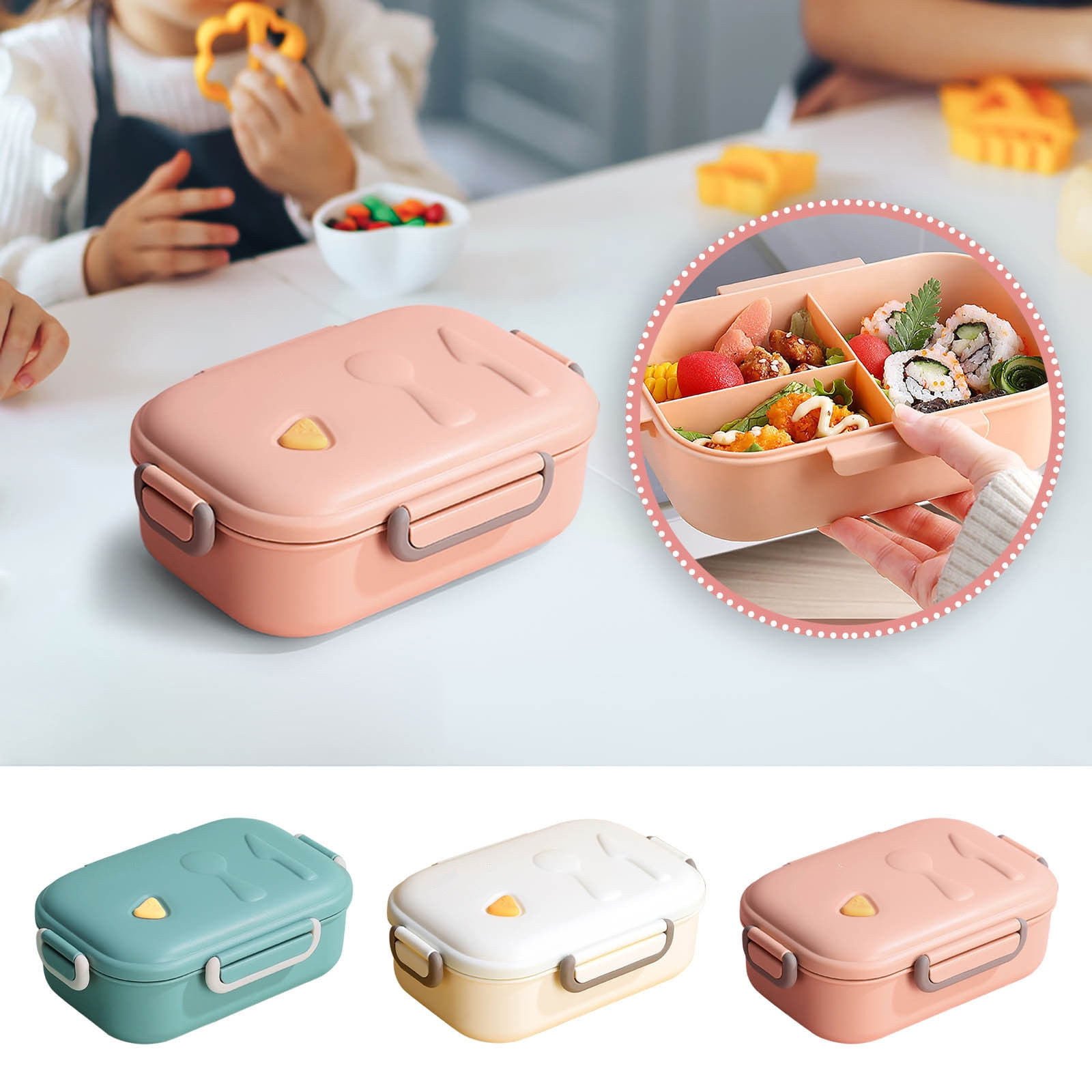 Microwaveable Bento Box with 4 Compartments for Office Lunch Meal Prep ...