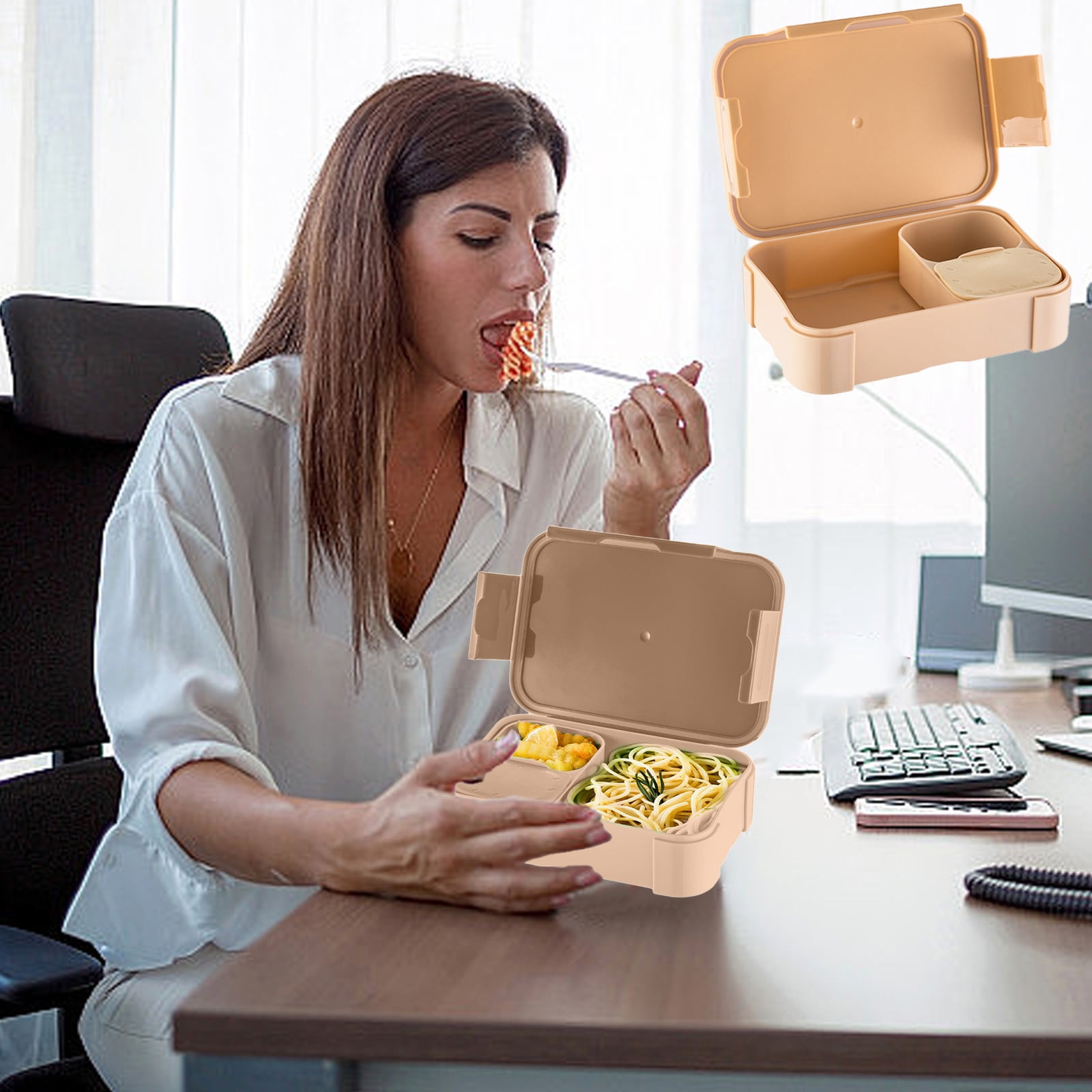 Microwaveable Mini Lunch Box with 3 Compartments - Leak-Proof Portable ...