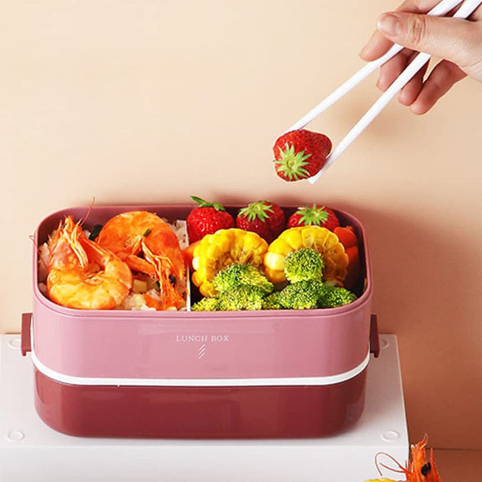 Microwaveable Plastic Lunch Box with Dividers - 7.8x4.6x4.2 Inches, 1 ...