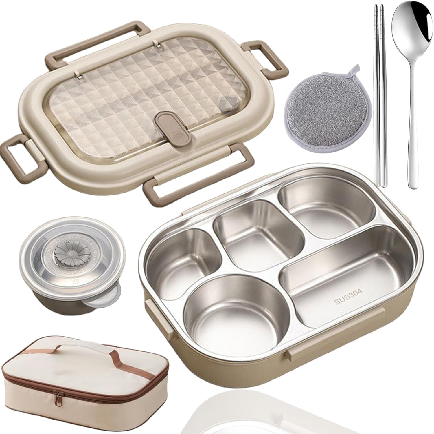 Microwaveable Stainless Steel Insulated Bento Box - Large Capacity ...