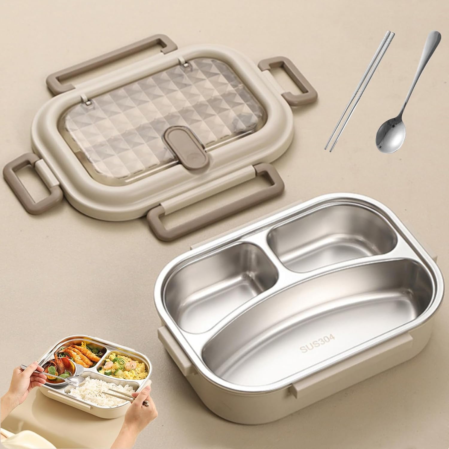 Microwaveable Stainless Steel Insulated Bento Box(Large Storage ...