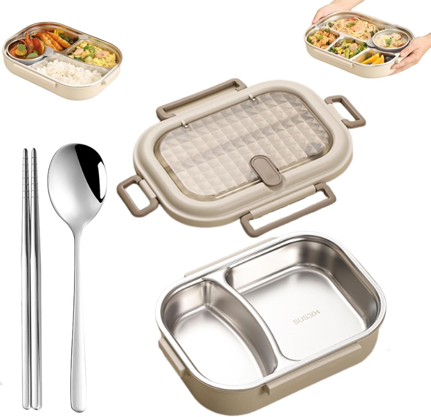 Microwaveable Stainless Steel Insulated Bento Box(Large capacity ...