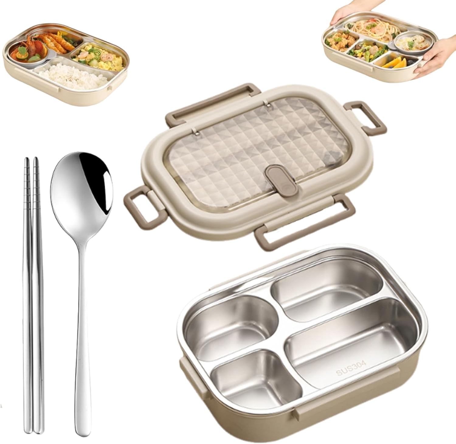 Microwaveable Stainless Steel Insulated Bento Box(Large capacity ...