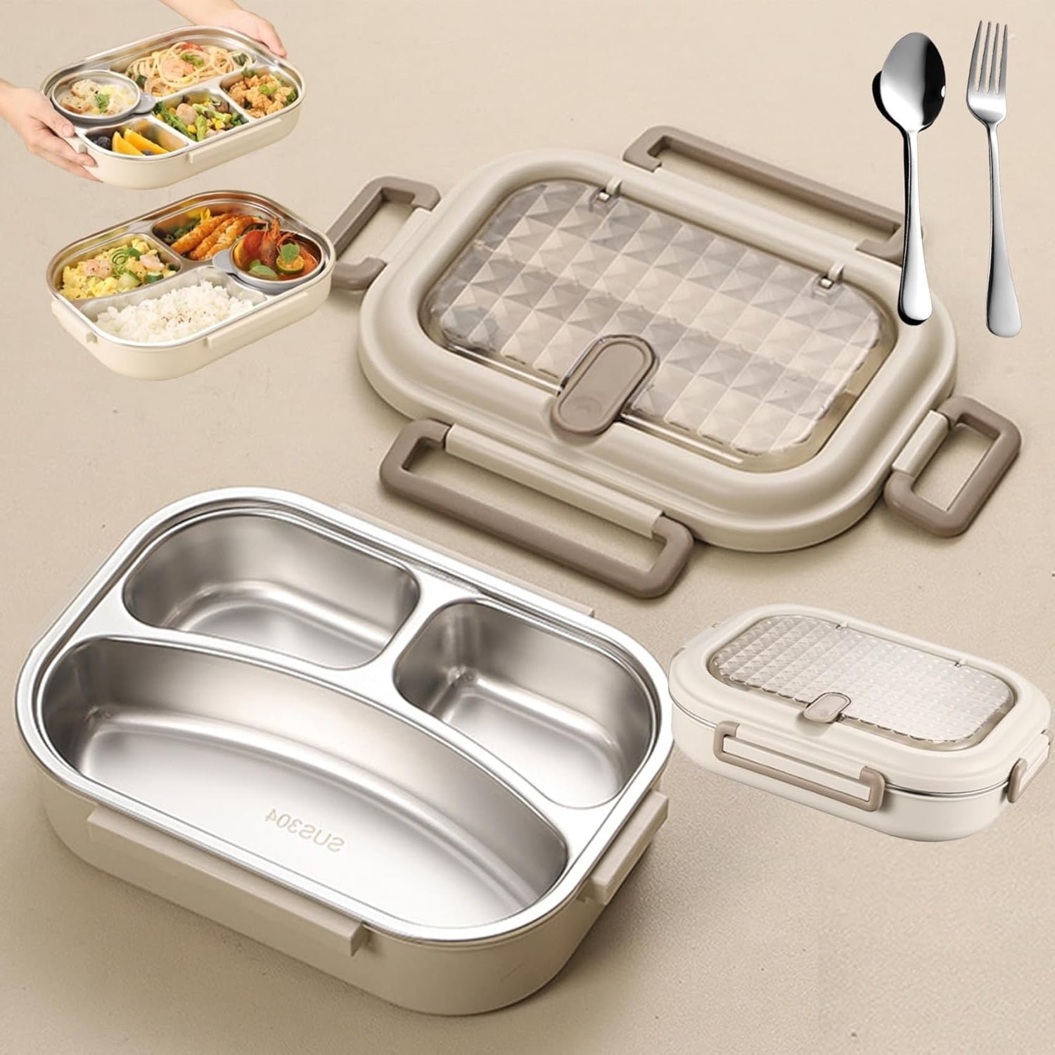 Microwaveable Stainless Steel Insulated Bento Box(Large capacity ...