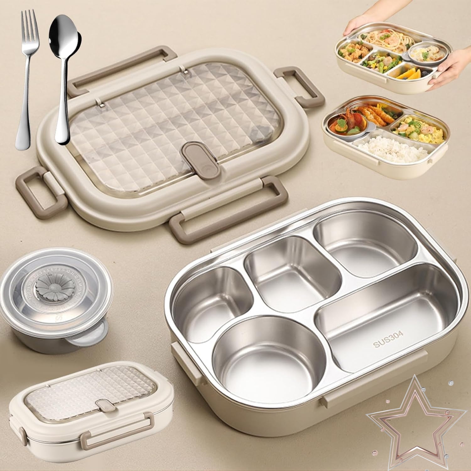Microwaveable Stainless Steel Insulated Bento Box(Large capacity ...