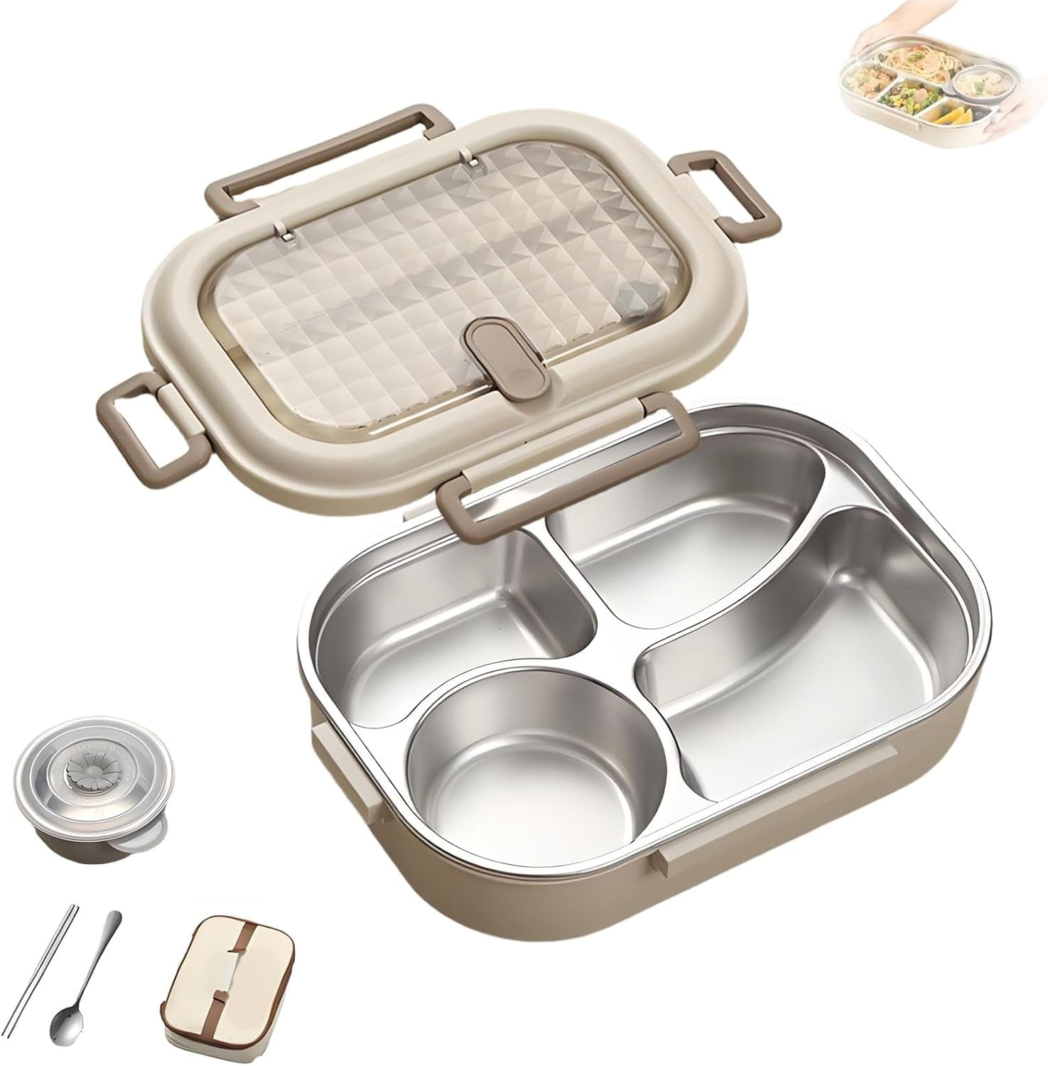Microwaveable Stainless Steel Insulated Bento Box(Large capacity ...