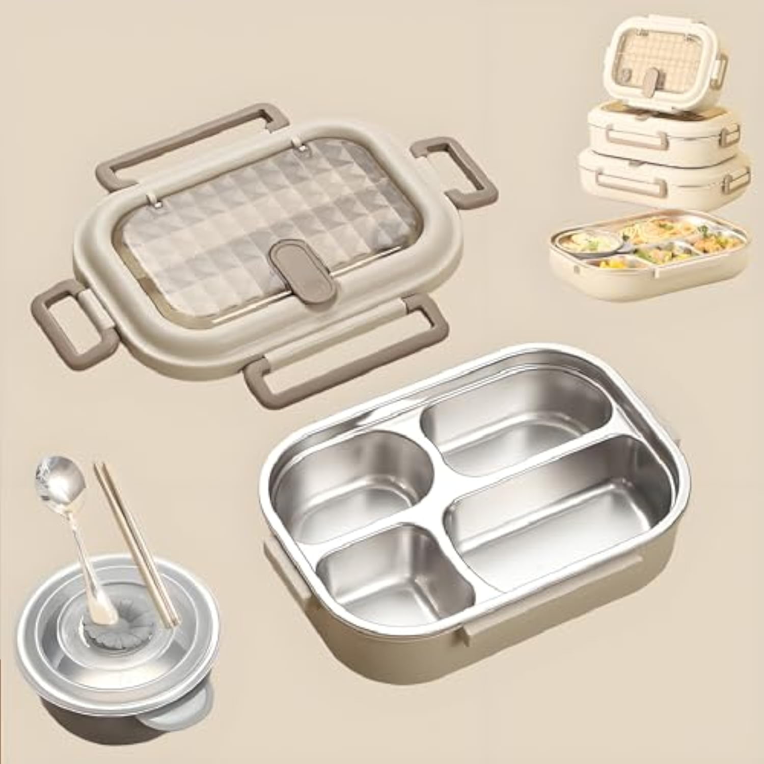 Microwaveable Stainless Steel Insulated Bento Box(Large capacity ...