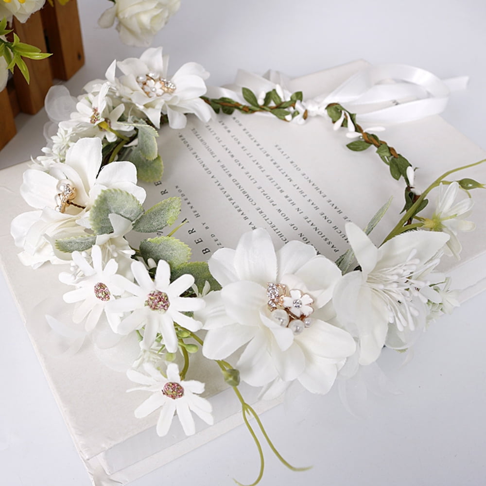 Mictong Flower Halo, Bohemian Style Flower Blossoms Headband, Crown ...