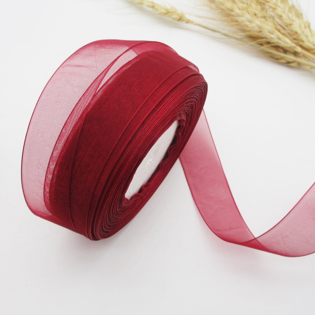 Mictong elegant wine red ribbon, 0.99 inch * 49.21 yard nylon Christmas ...