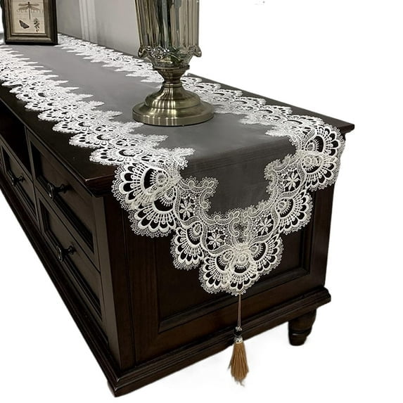 Mictong vintage gray lace table flag, dressing table tablecloth ...