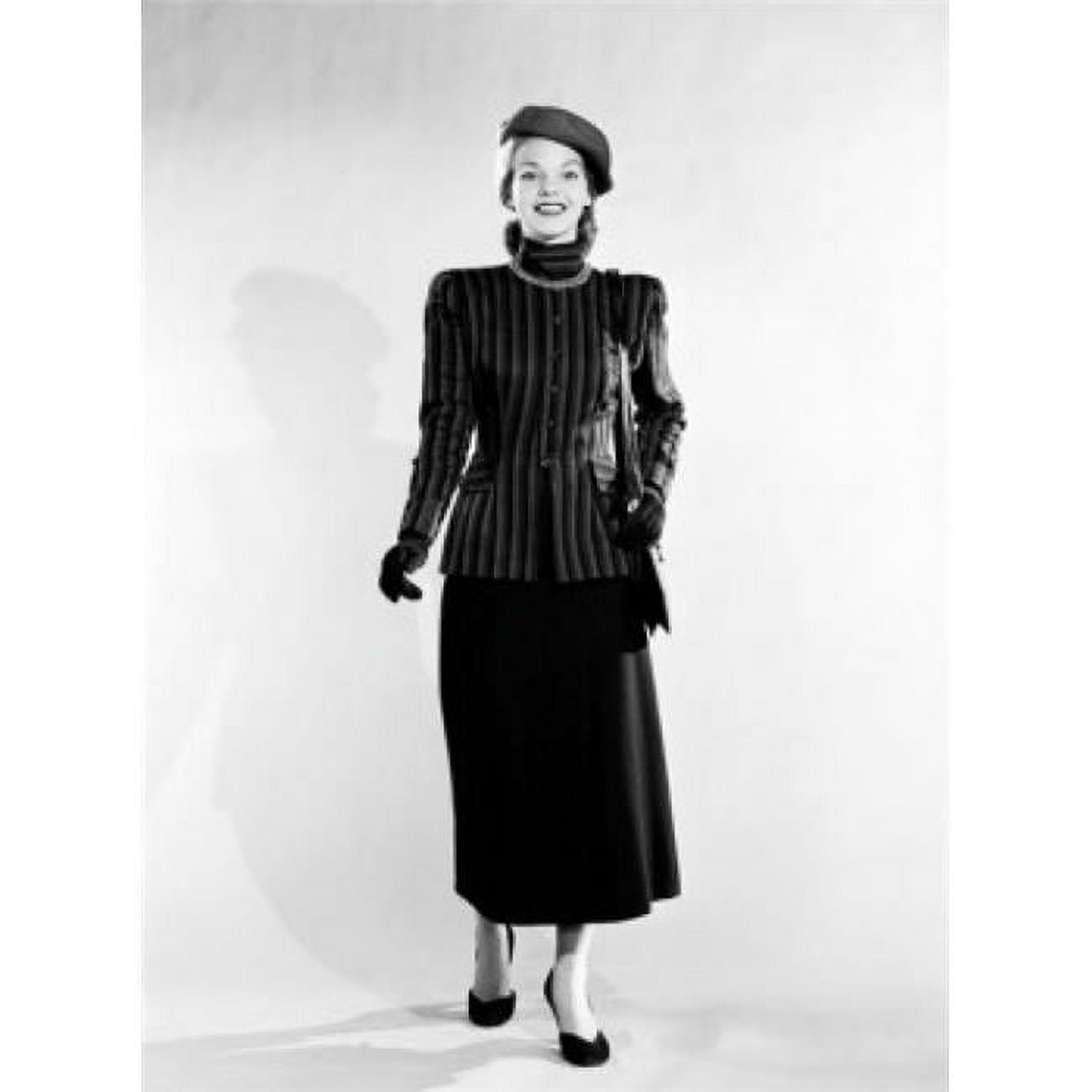 Mid Adult Woman Wearing Skirt Jacket And Hat Poster Print 18 X 24 In