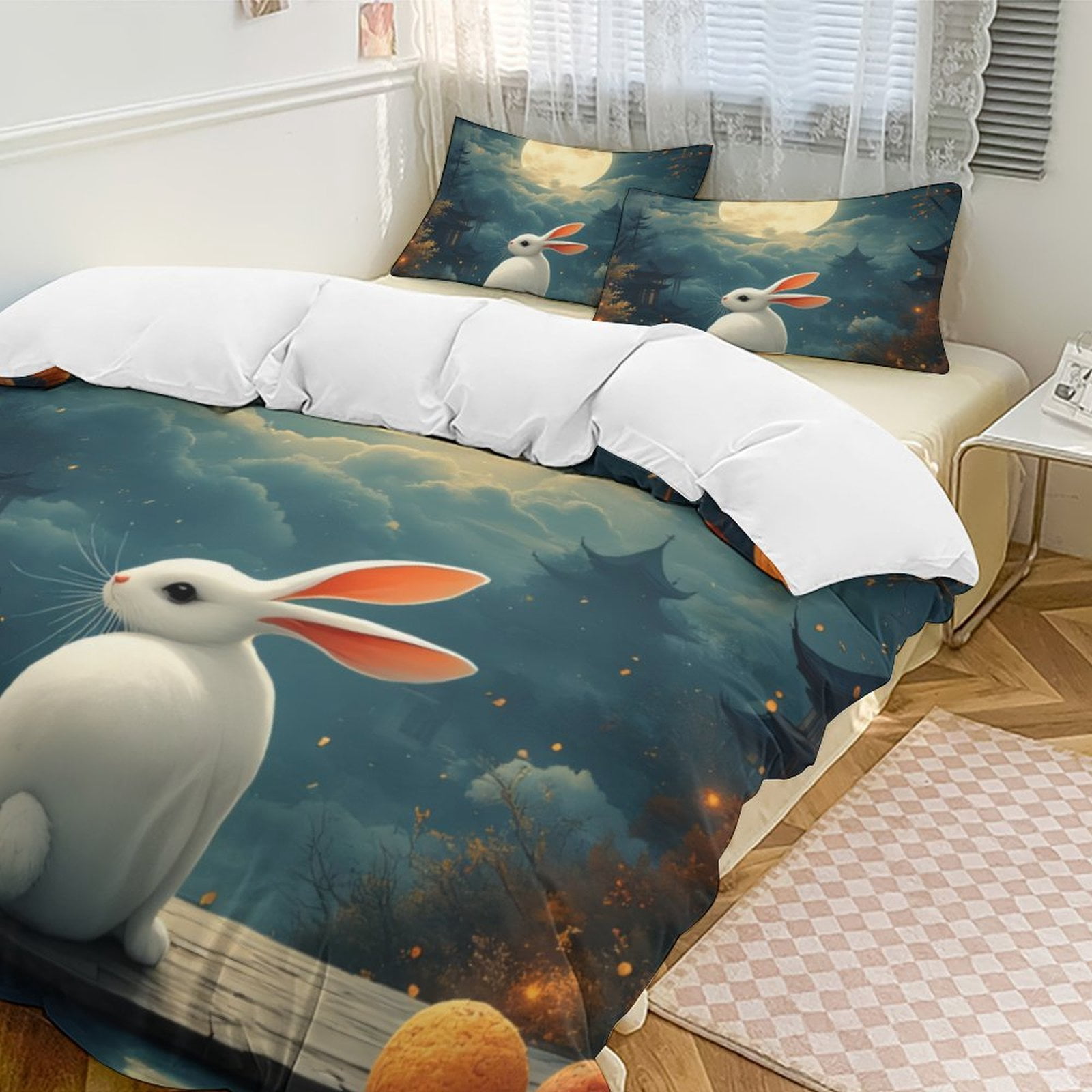 Mid-Autumn Festival Rabbit And Lanterns 3D Duvet Cover Set Quilt Cover ...