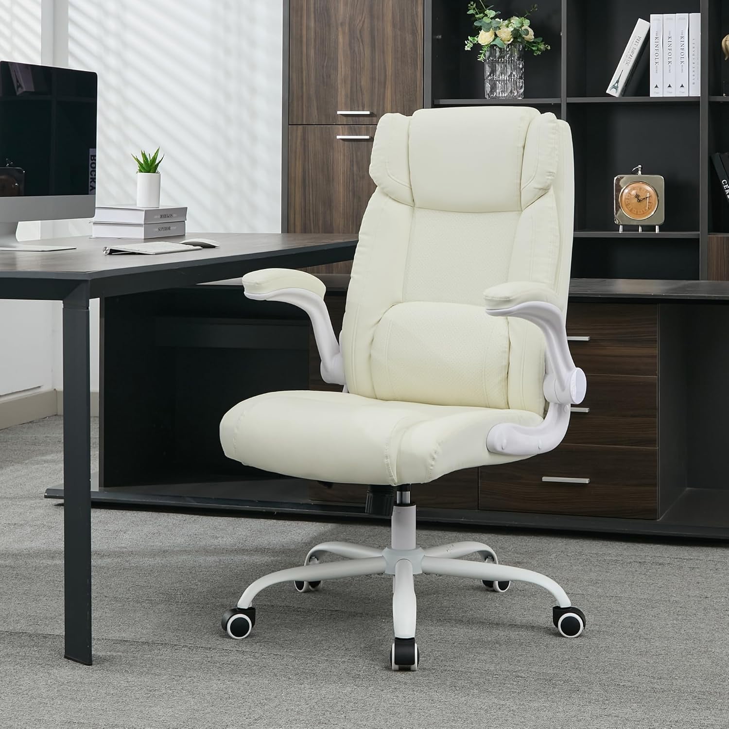 Mid Back Executive Leather Chair,Ergonomic Home Office Chairs, Computer ...
