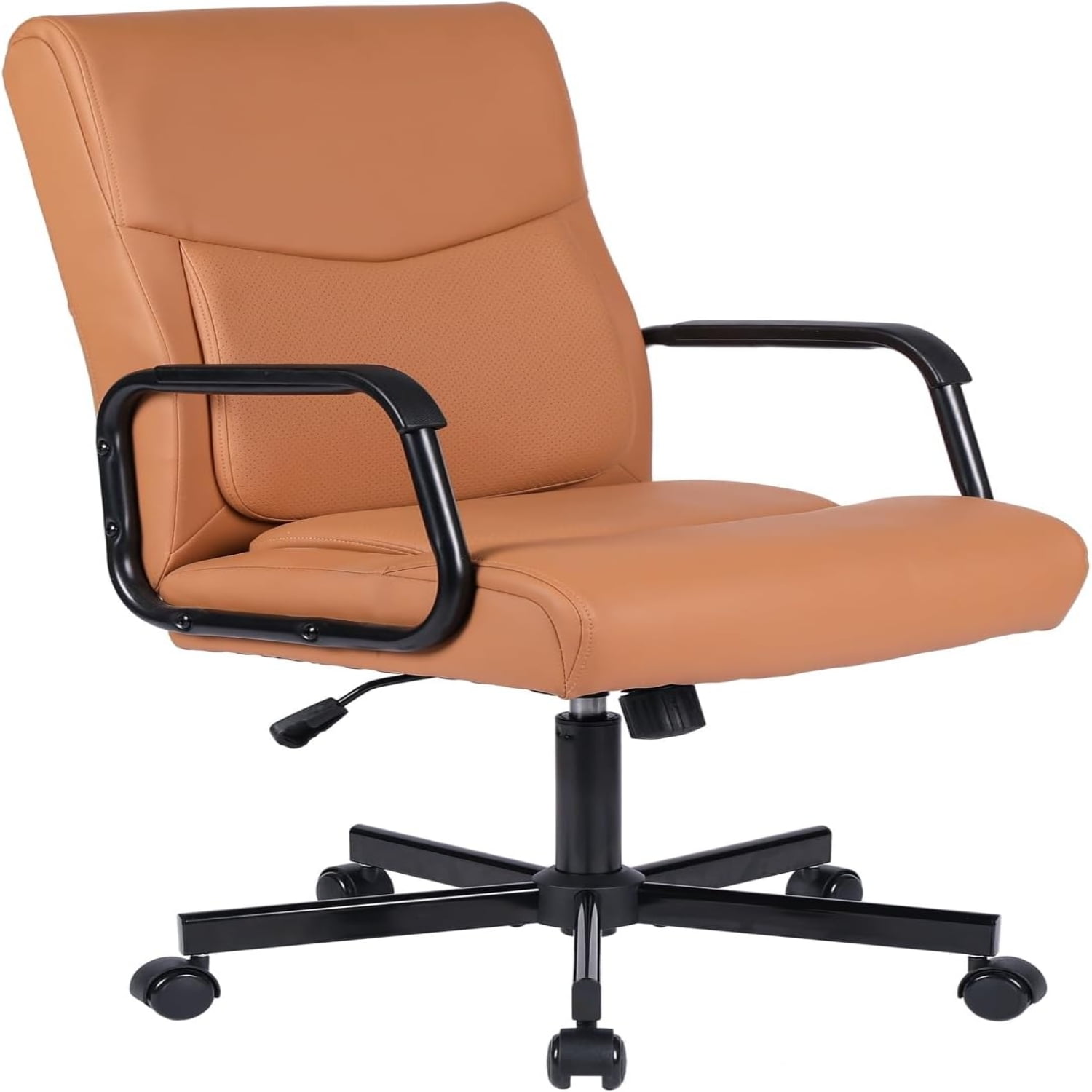 Mid Back Office Chair Adjustable PU Leather Executive Office Chair ...