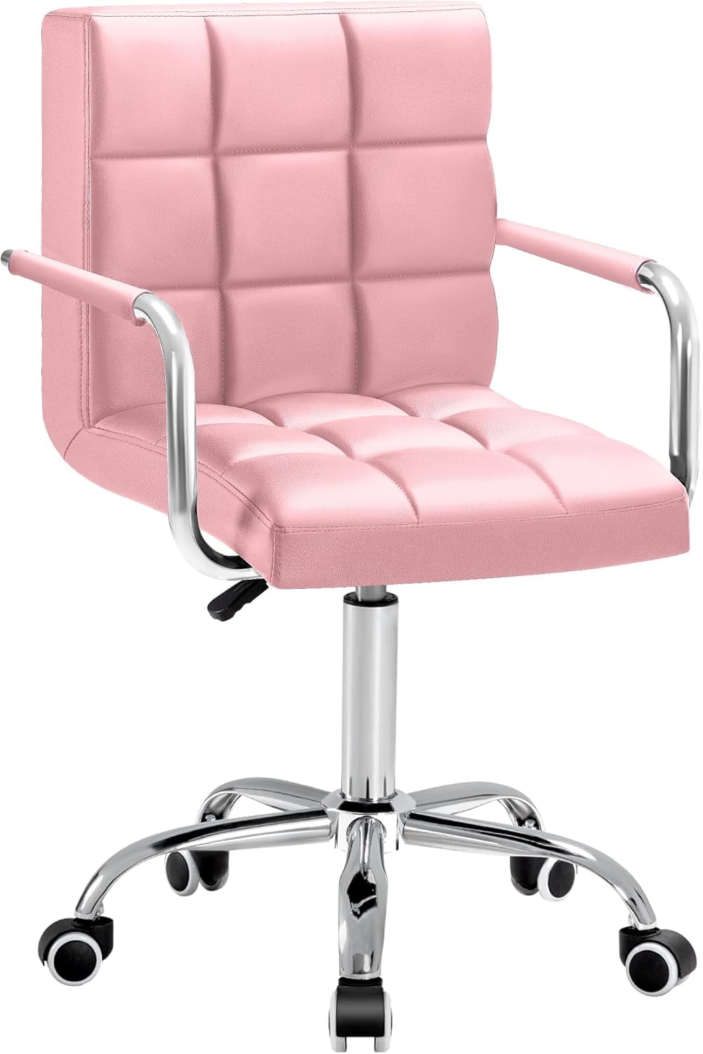 Mid-Back Office Task Chair Ribbed PU Leather Executive Chair Modern ...
