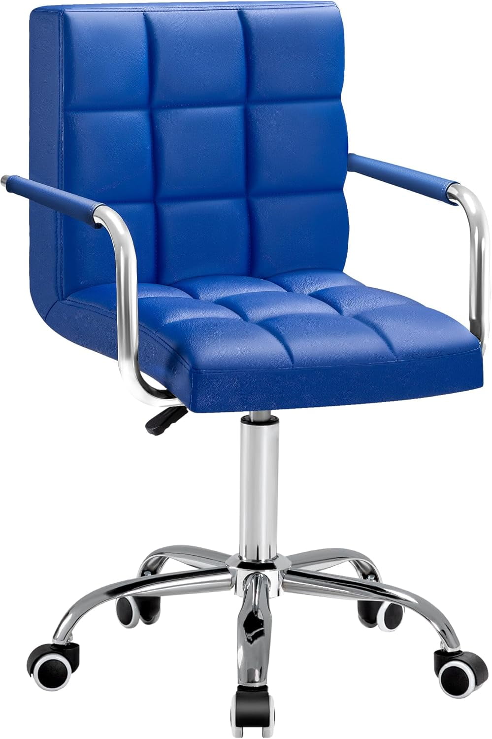 Mid-Back Office Task Chair Ribbed PU Leather Executive Modern ...