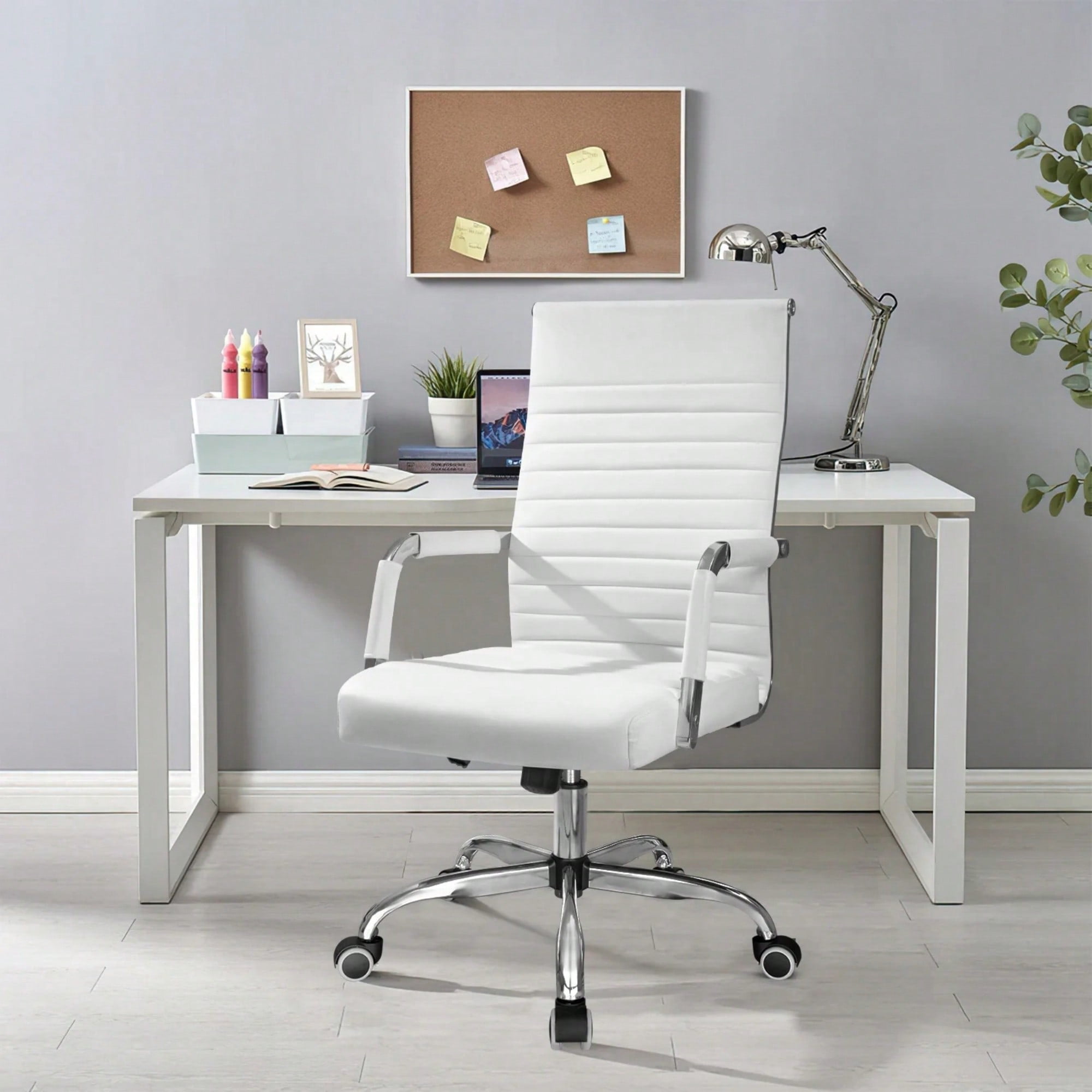 Mid-Back PU Leather Adjustable Swivel Executive Conference Task Chair ...