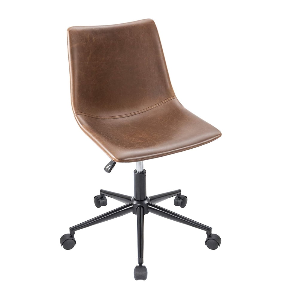 Mid Back Task Chair, Leather Office Chair ,Bucket Armless Computer ...