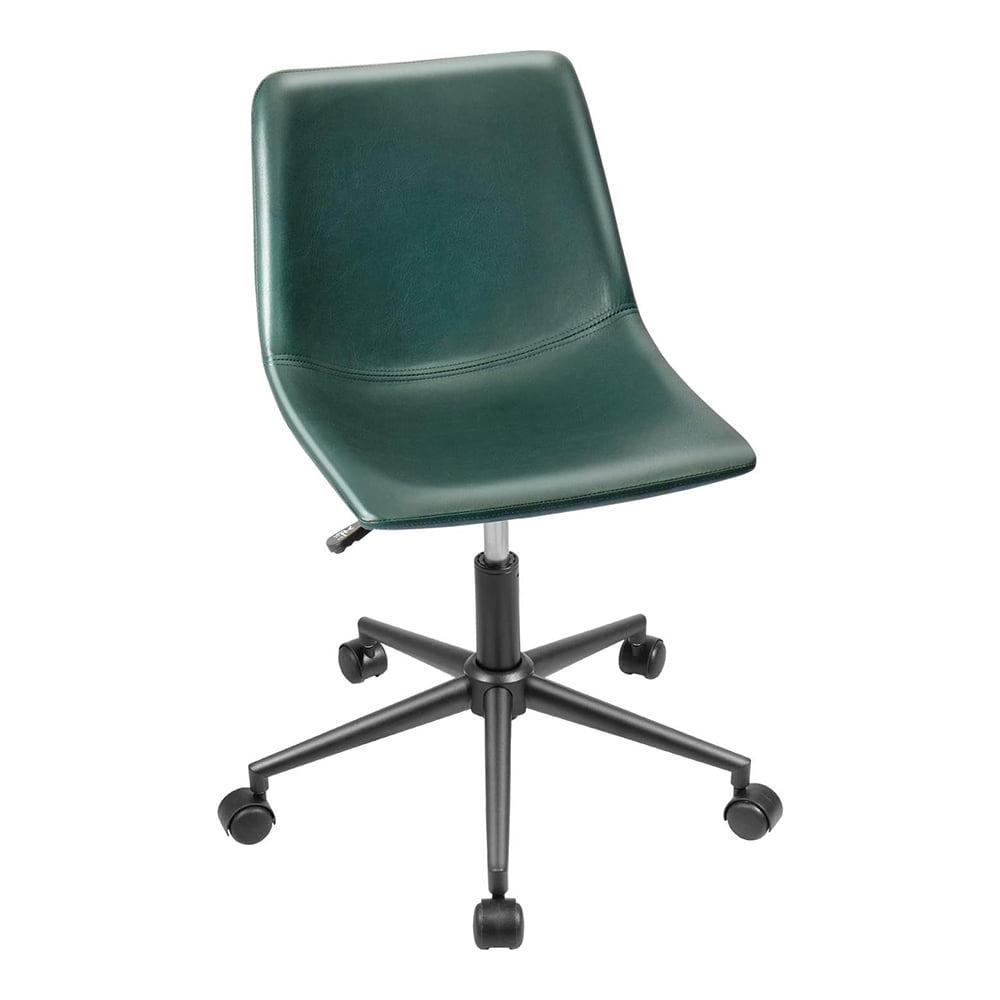 Mid Back Task Chair, Leather Office Chair,Bucket Armless Computer Chair ...