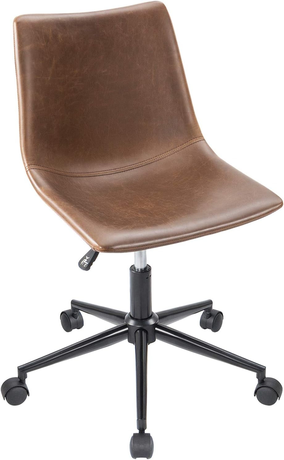 Mid Back Task Chair PU Leather Adjustable Swivel Office Chair Bucket ...