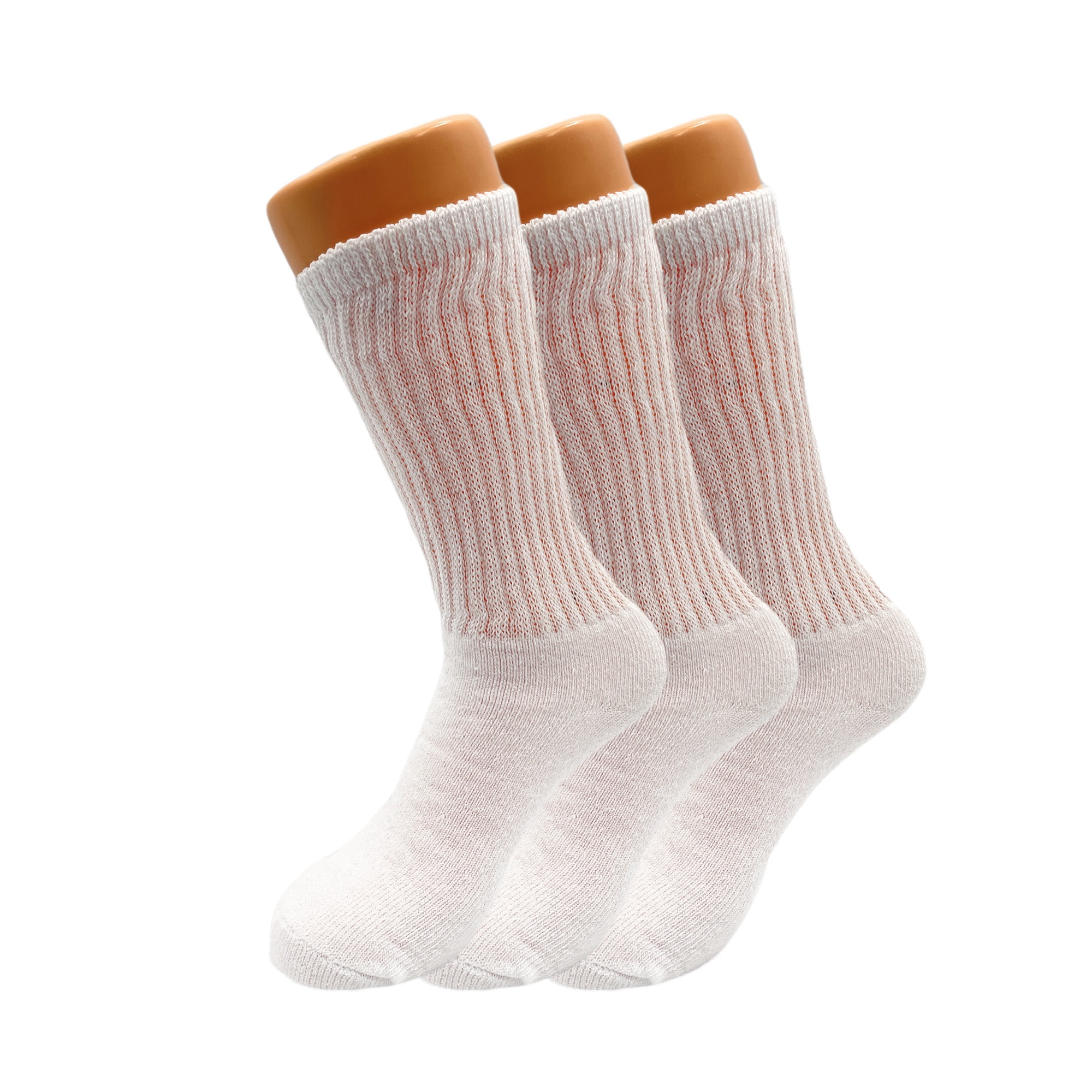 Mid Calf Crew Socks for Women 3 Pairs White Cotton Socks Size 9-11 ...