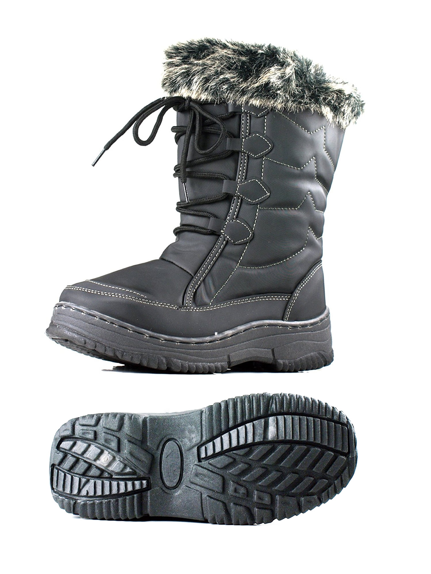 Mid-Calf Waterproof Snow Boots for Women Winter Warm Faux Fur Lining ...