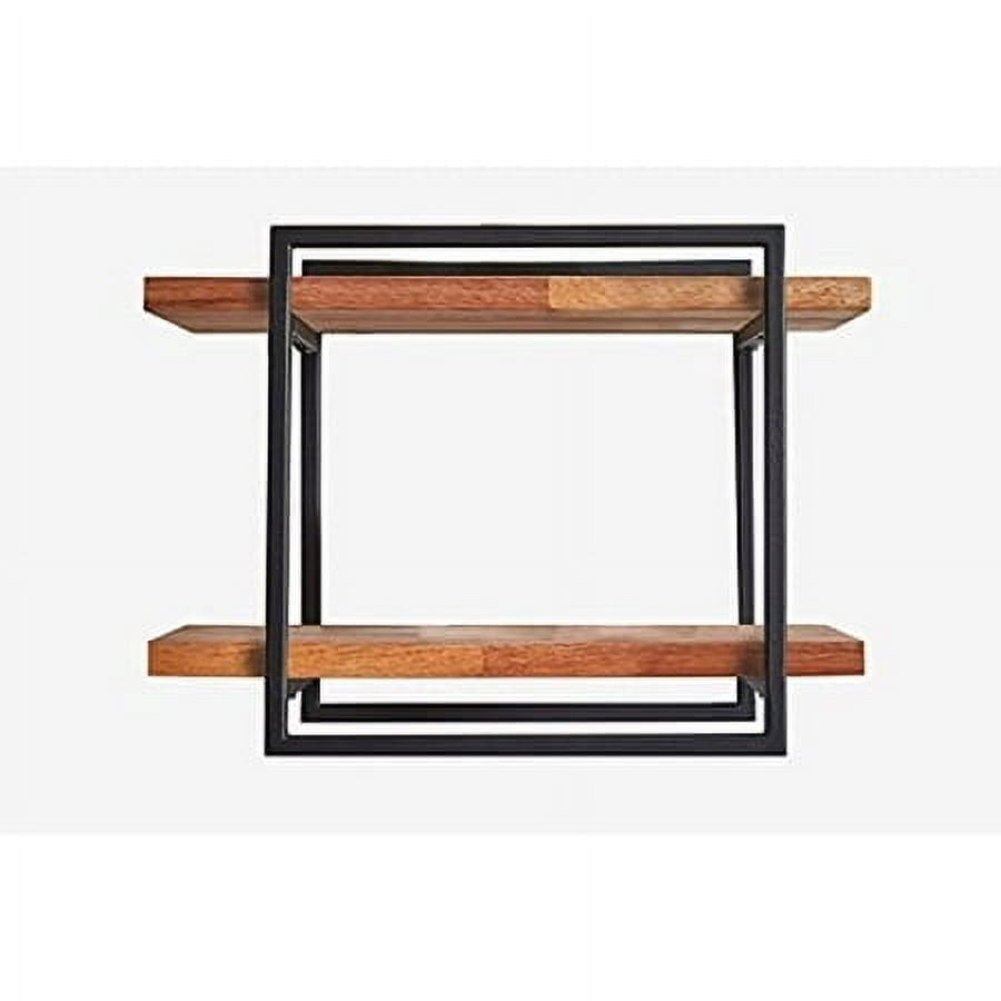 12 Inch Long 2-Tier Shelving Mid Century Square Wood, Metal Wall ...