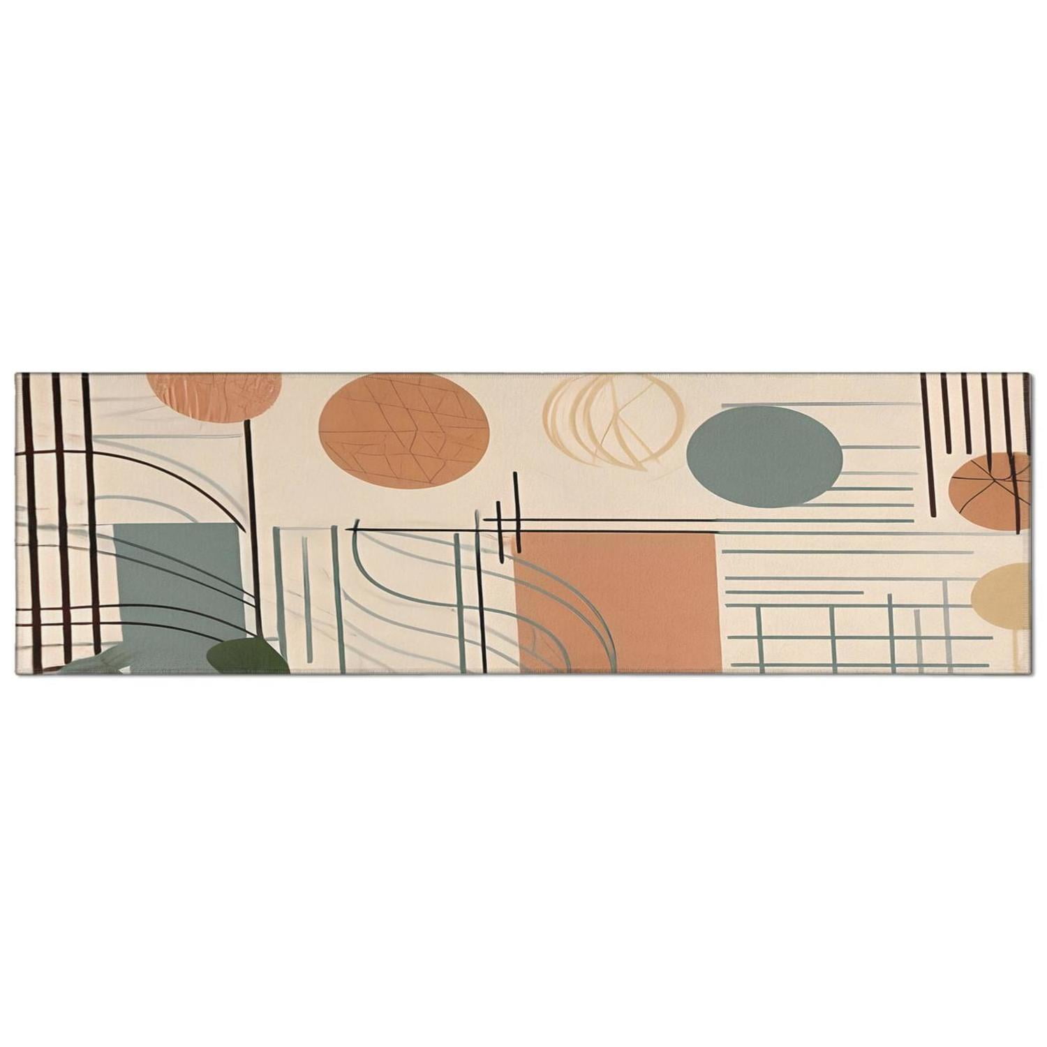 Mid Century Abstract Boho Minimalistic Kitchen Rugs and Mats 3PCS ...