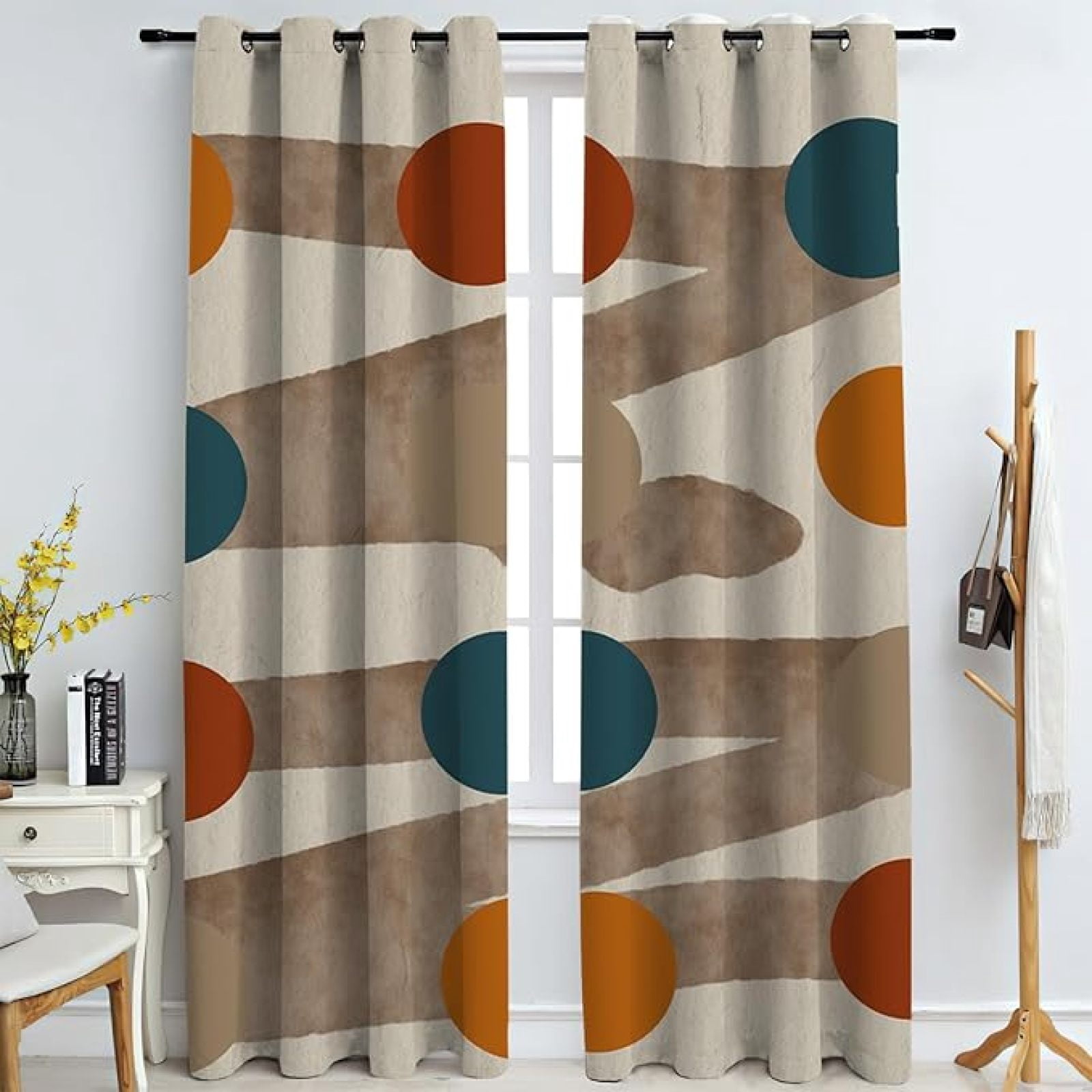 Mid-Century Abstract Dots 3D Printed Blackout Window Curtain, Cute ...