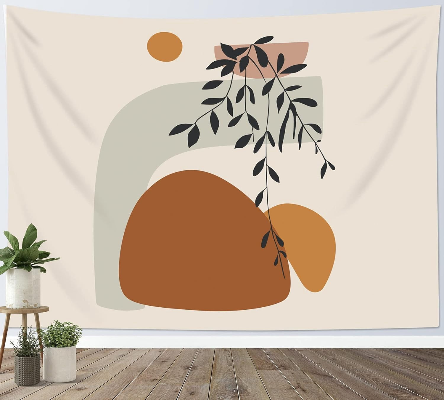 Mid Century Abstract Tapestry Wall Hanging Boho Leaf Modern Sun ...