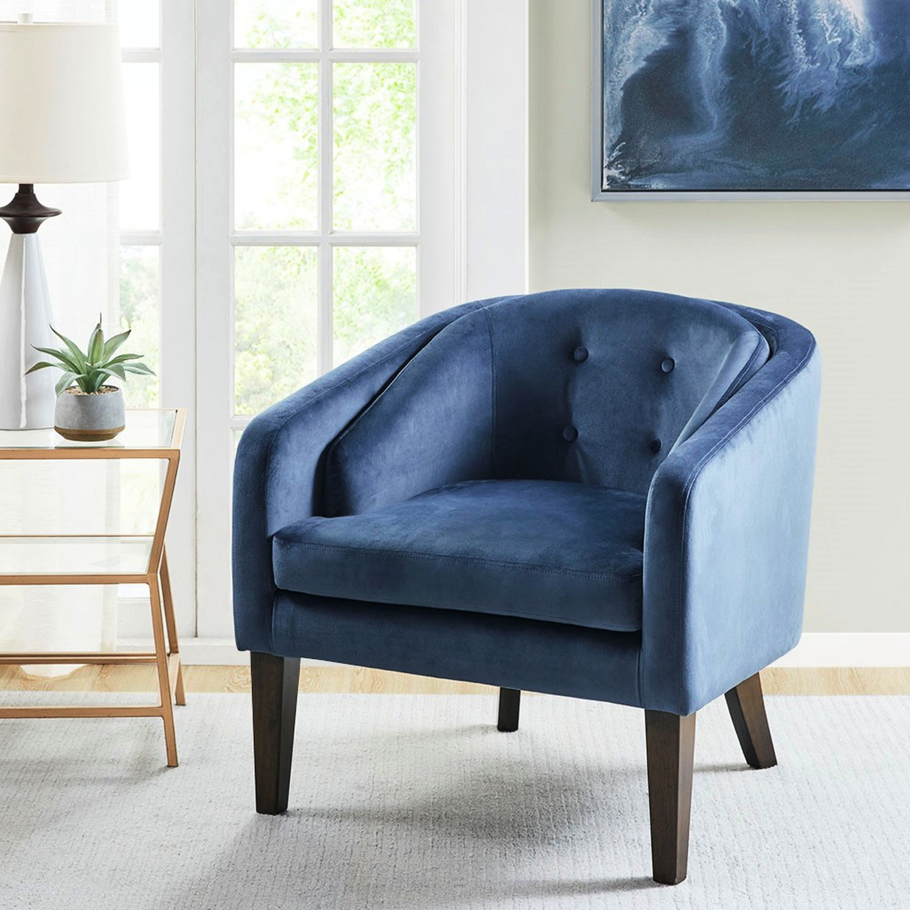 Mid - Century Accent Chair / Low profile with rounded back, tapered ...